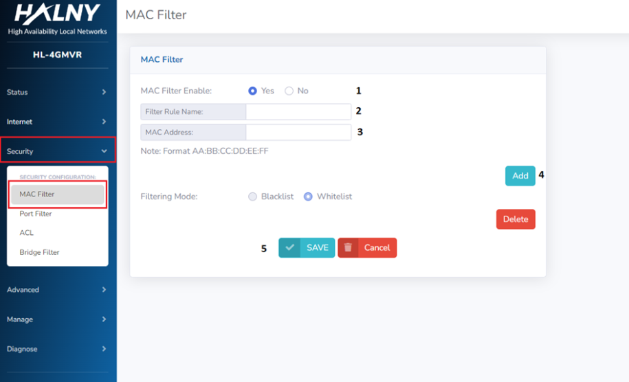 MAC Filter - HALNy NETWORKS